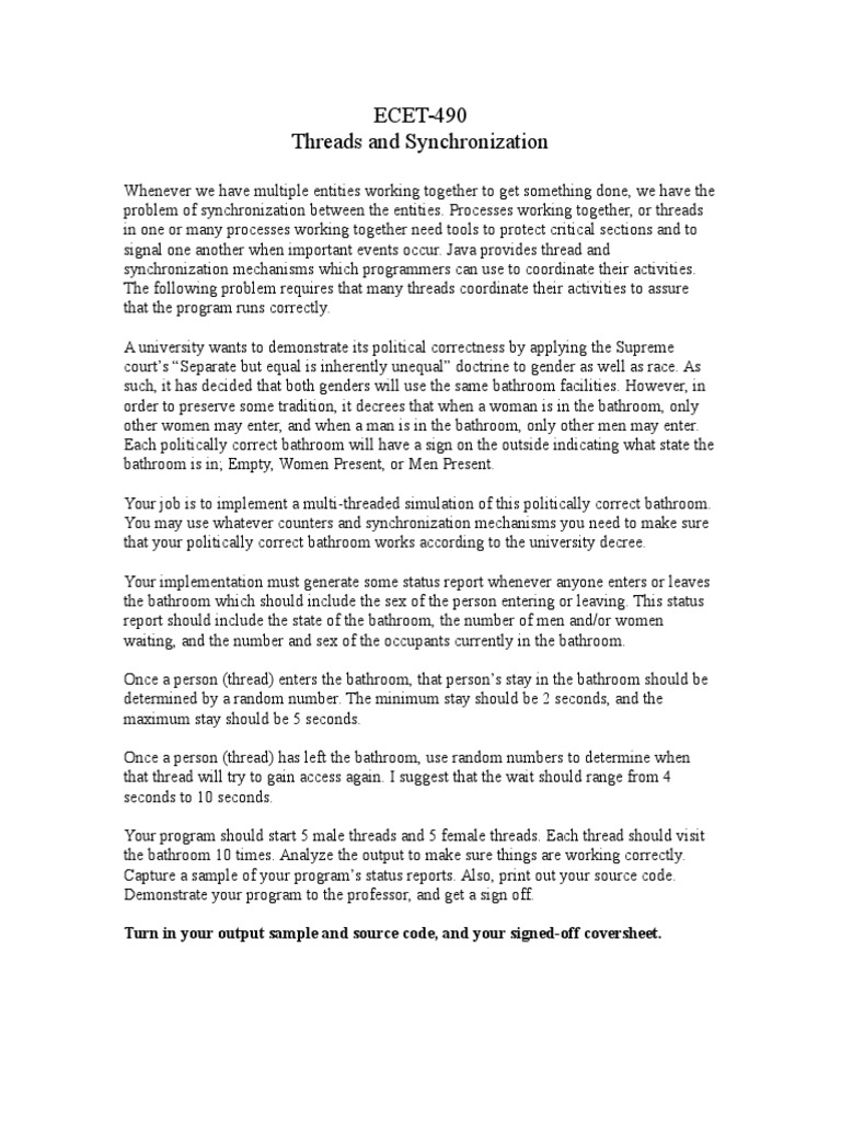 Threads And Synchronization Program Pdf Concurrency Computer Science Thread Computing