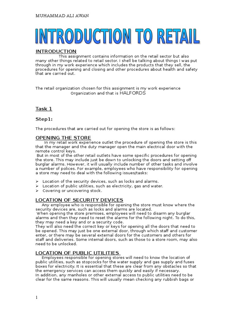 Procedures and Considerations for Safely Opening, Closing, Stocking and ...