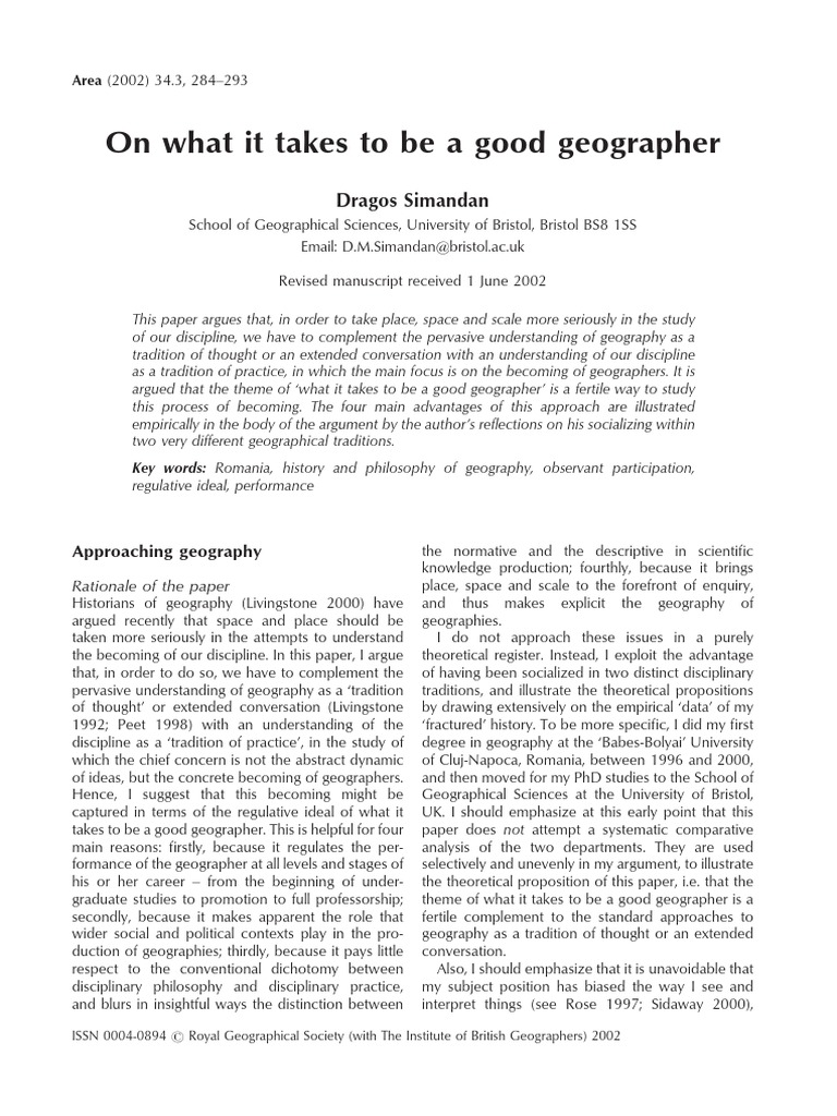Becoming a Good Geographer: Insights | PDF