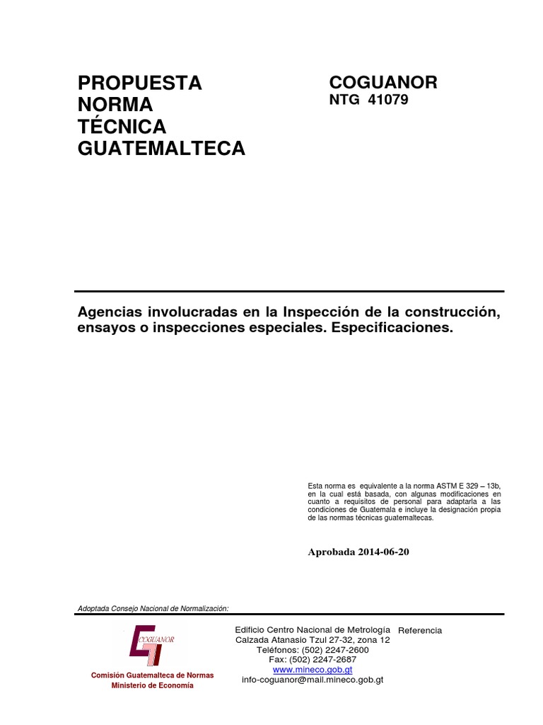 Norma NTG 41079 Astm E329-13b PDF | PDF | Calibración | Calidad (comercial)
