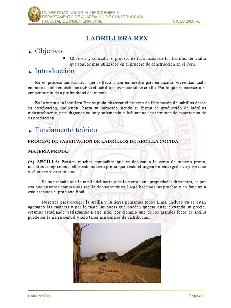 Proceso de fabricación de ladrillos de arcilla en la ladrillera Rex ...