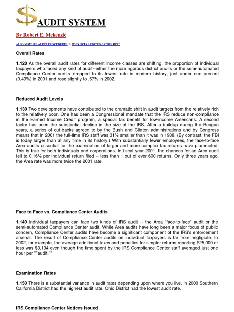 Irs Audit System | PDF | Internal Revenue Service | Tax Deduction