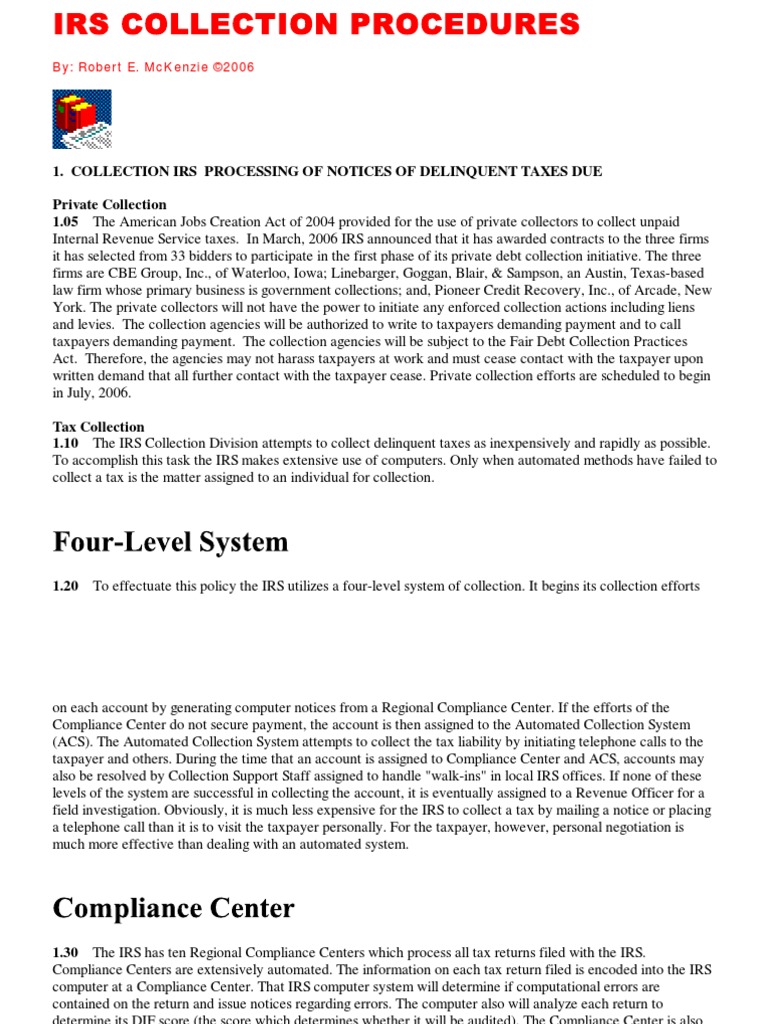 Irs Collection Procedures | PDF | Tax Lien | Internal Revenue Service