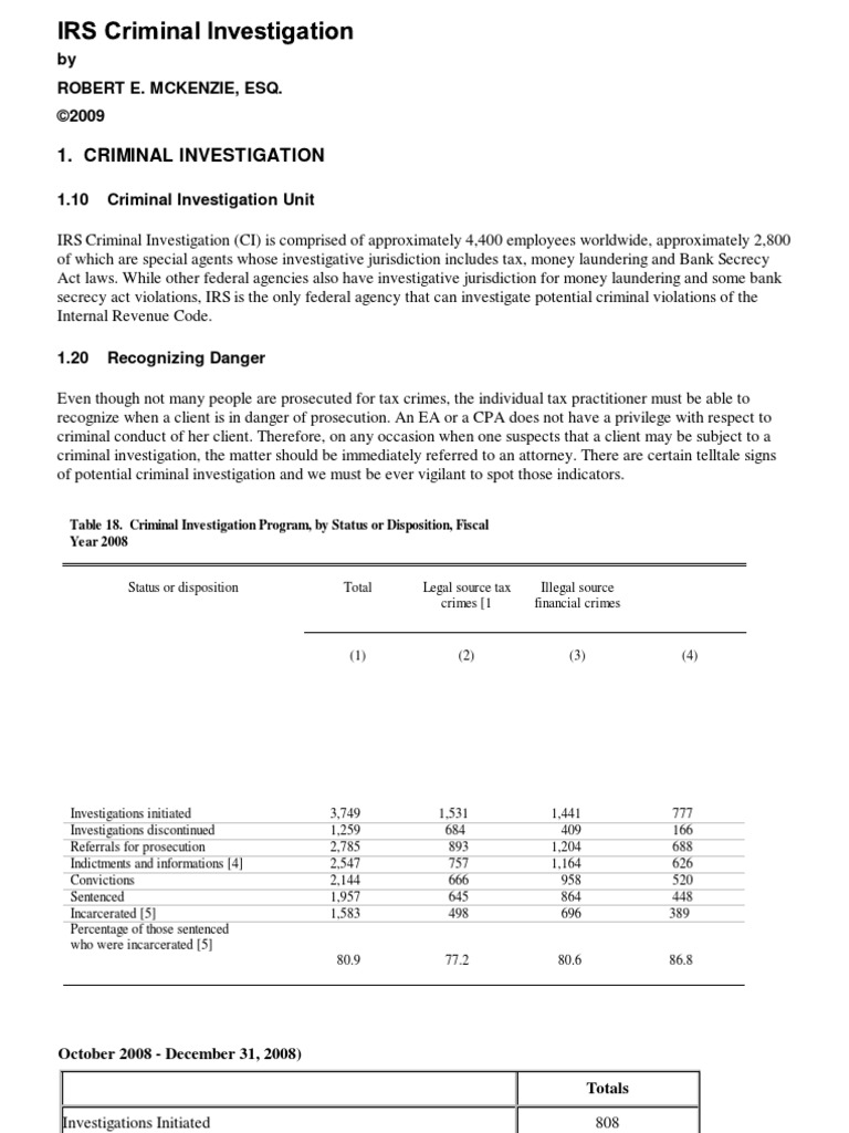 Irs Criminal Investigation | PDF | Internal Revenue Service | Money ...