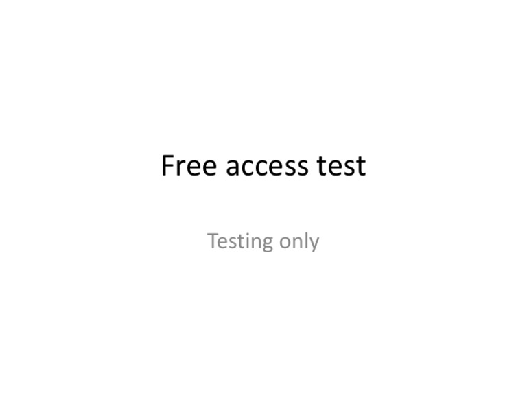 Free Access Test | PDF