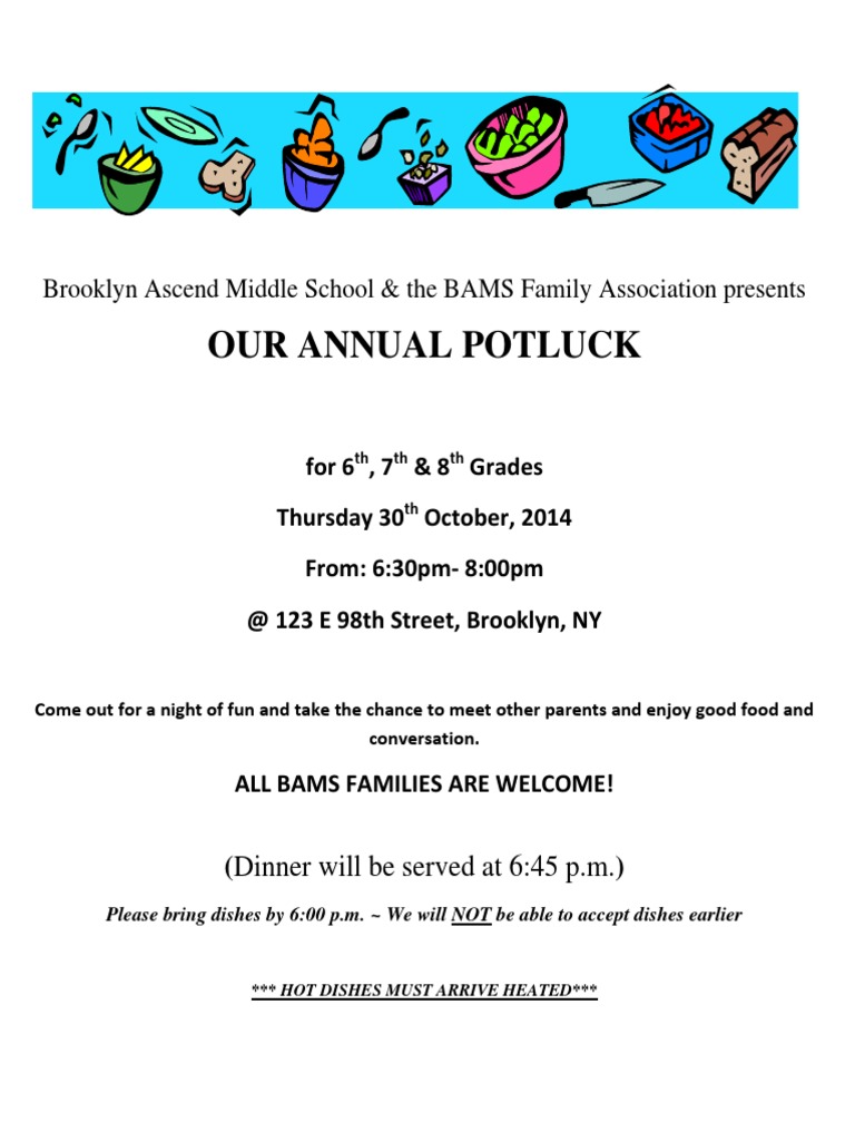 BAMS Annual Potluck Invitation | PDF
