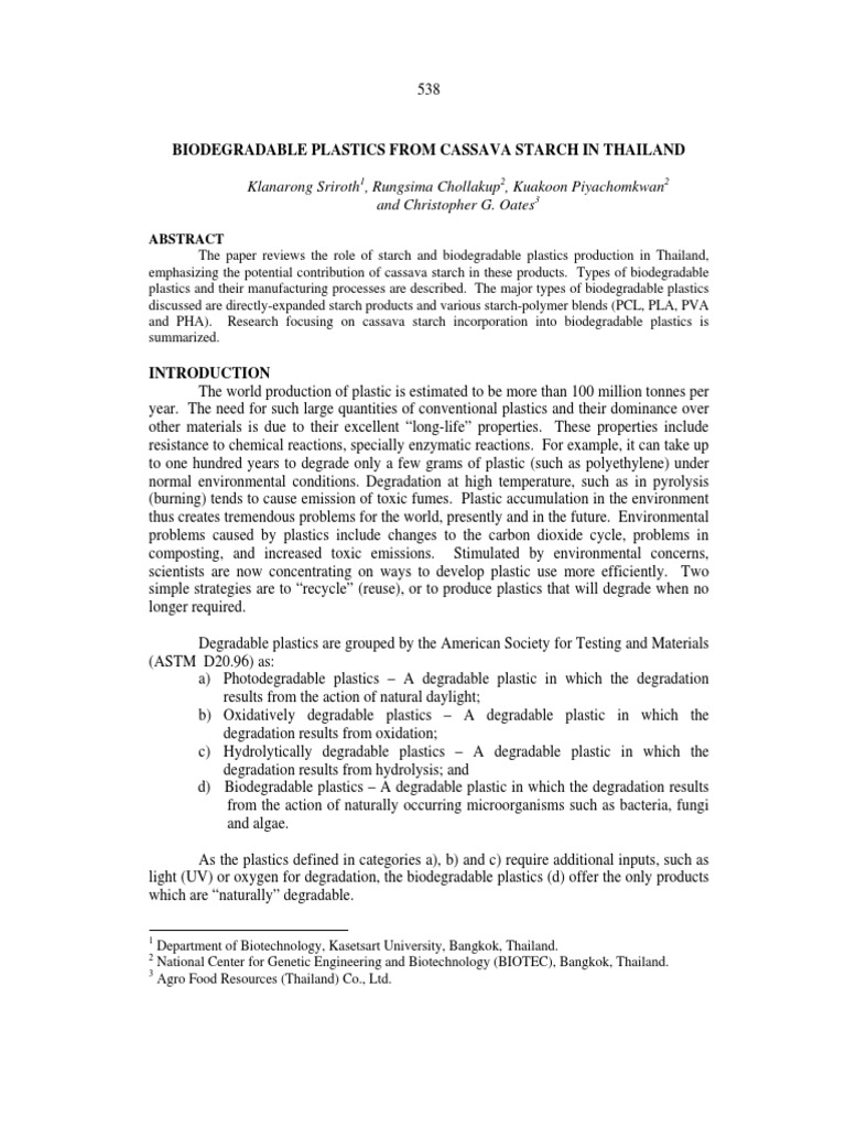 Biodegradable Plastic PDF | PDF | Biodegradation | Plastic