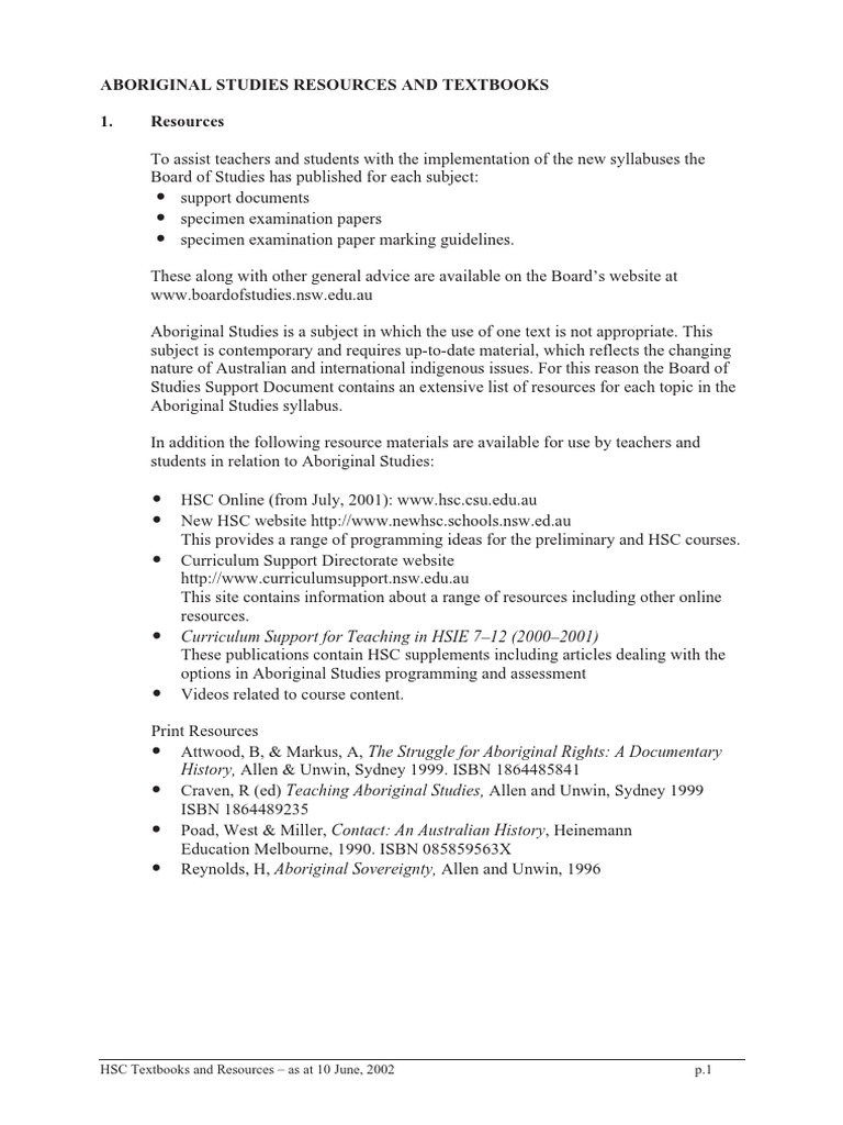 HSC Textbooks and Resources as of June 2002: A Comprehensive Listing of ...