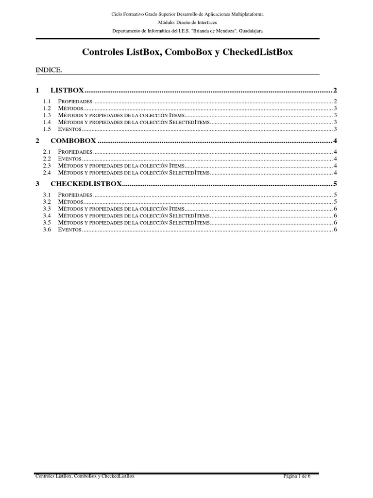 ListBox ComboBox CheckListBox PDF | PDF | Ventana (informática) | Point ...