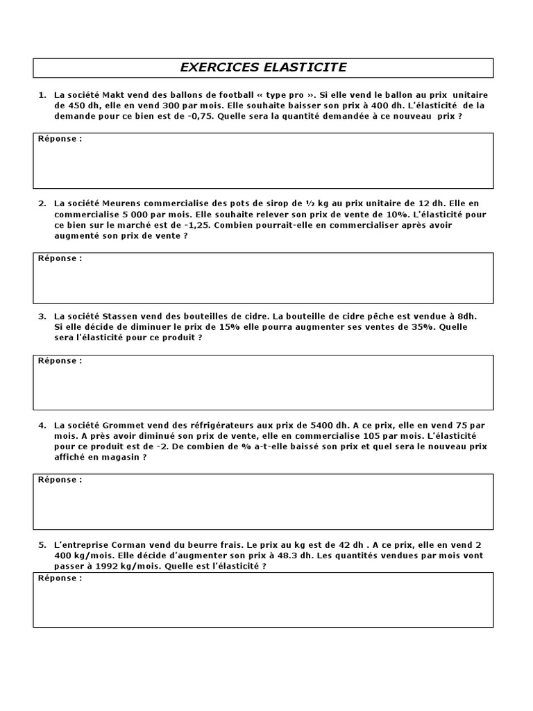 Exercices Elasticite | PDF | Livres de cuisine, nourriture et vin