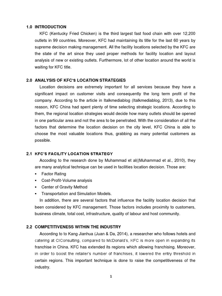 KFC Location Strategy | PDF | Strategic Management | Labour Economics