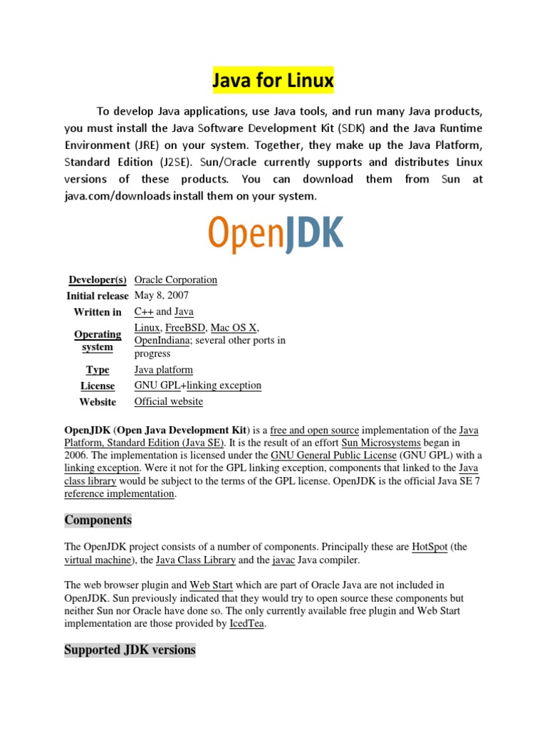 Java in Linux | PDF | Java (Software Platform) | Java (Programming Language)