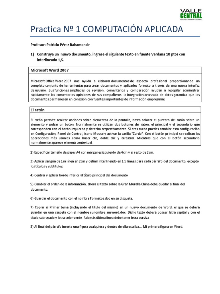 Practica #1 Word | PDF