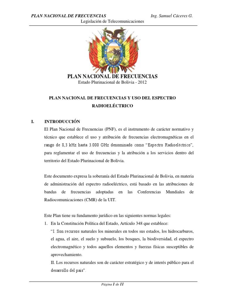 Plan Nacional de Frecuencias | PDF | Radiodifusión | Telecomunicación