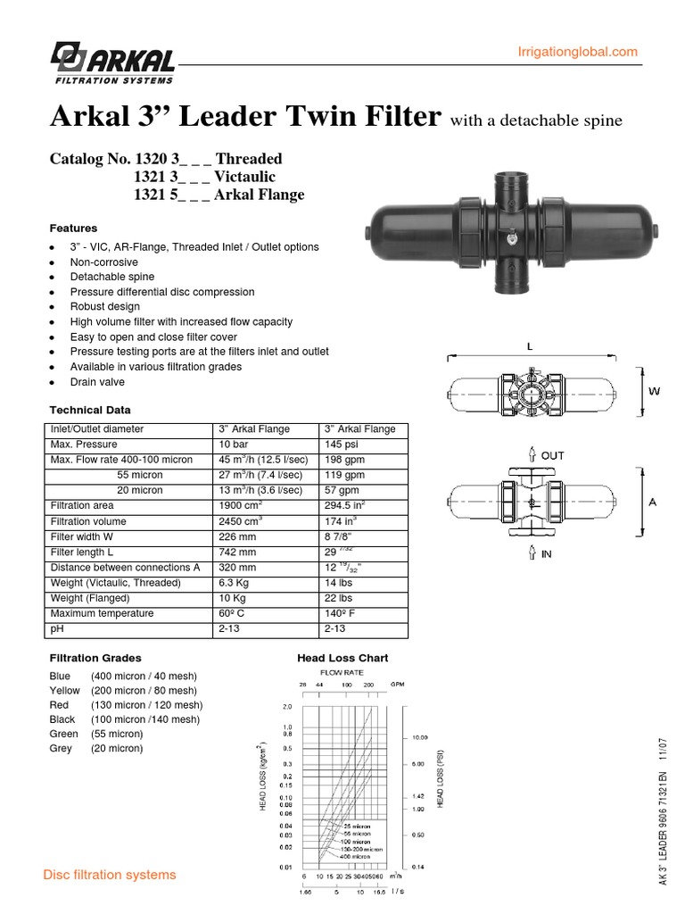 3 75 Leader Twin Disc Filter Arkal PDF | PDF | Filtration | Valve