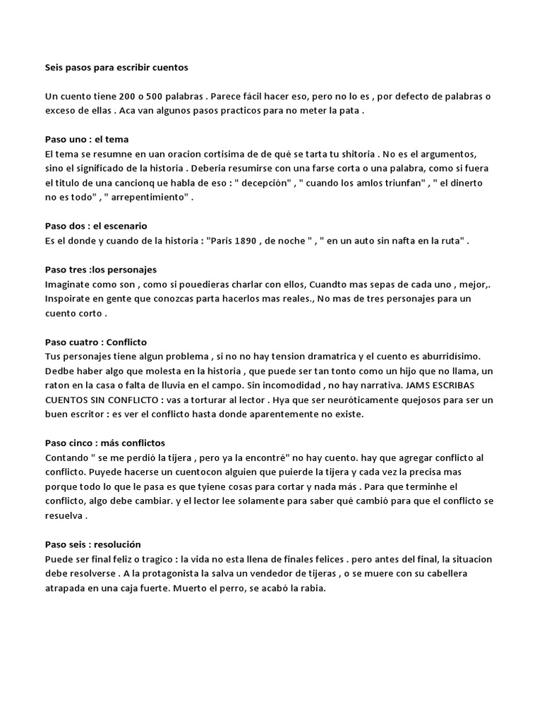 Seis pasos para escribir un cuento | PDF
