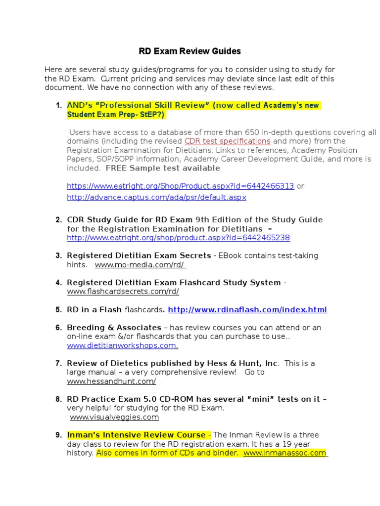 RD Exam Review Guides | PDF | Computing | Computing And Information ...