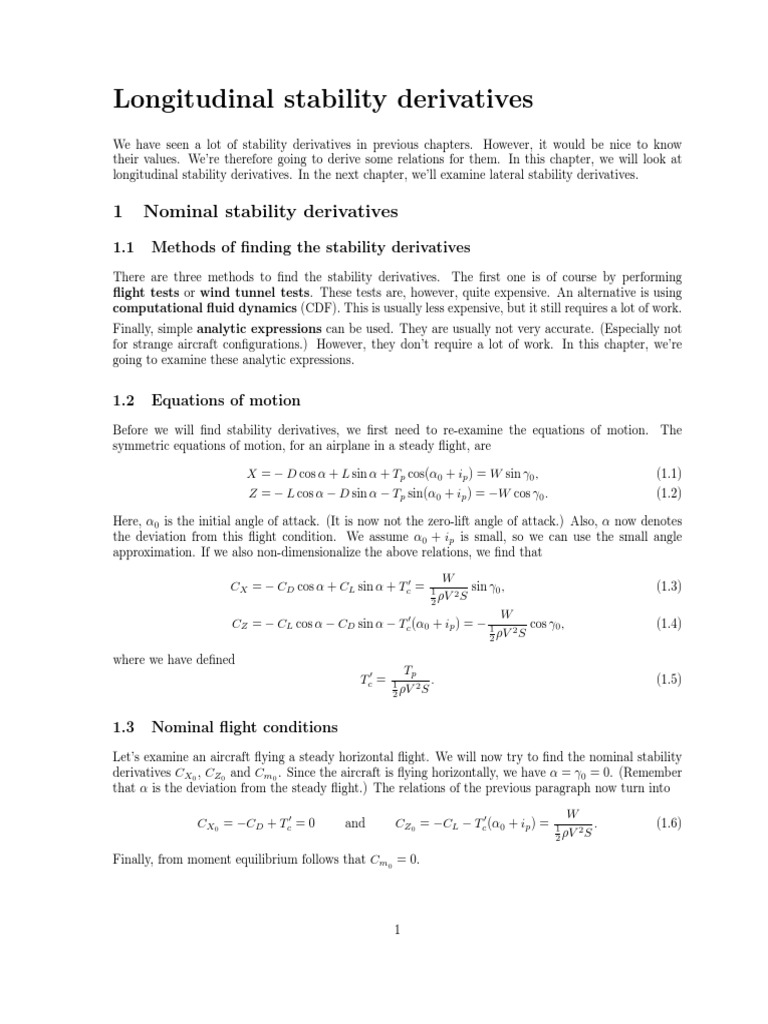 Longitudinal Stability Derivatives Analysis | PDF | Teaching Methods ...