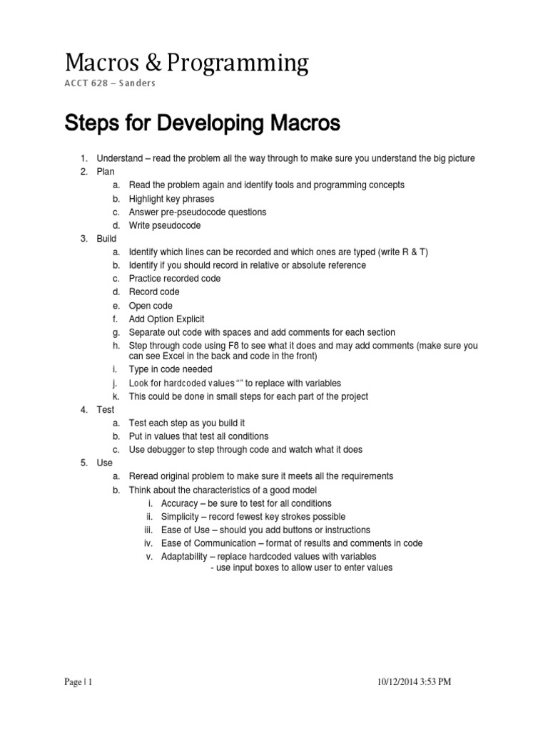 Macro Handouts | PDF | Microsoft Excel | Variable (Computer Science)