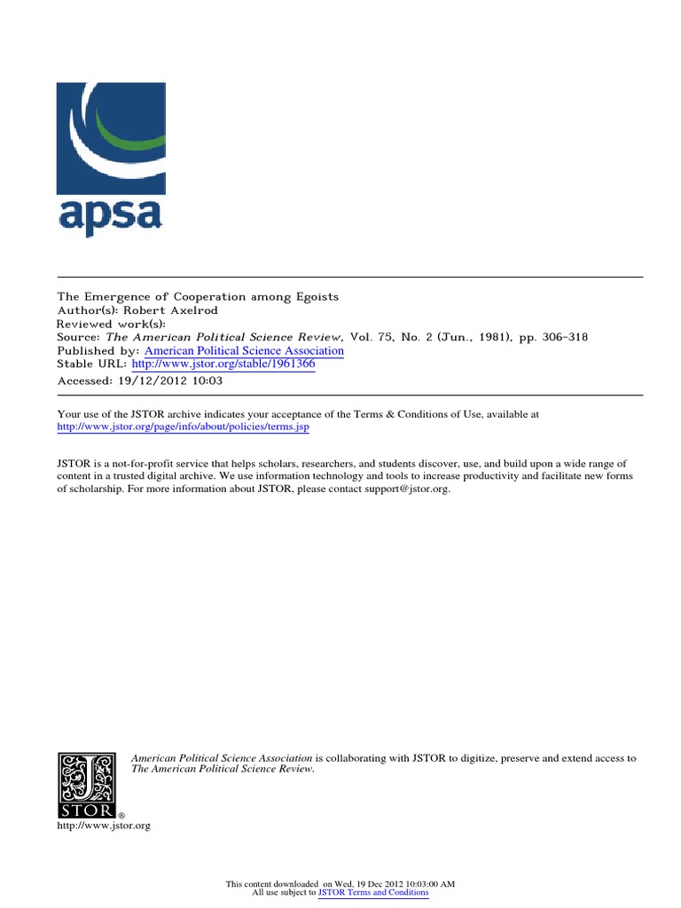 Axelrod 1981 | PDF | Science | Philosophical Science