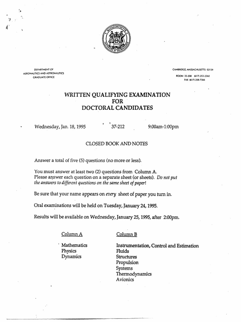 Written Qualifying Examination FOR Doctoral Candidates: The Answers To ...