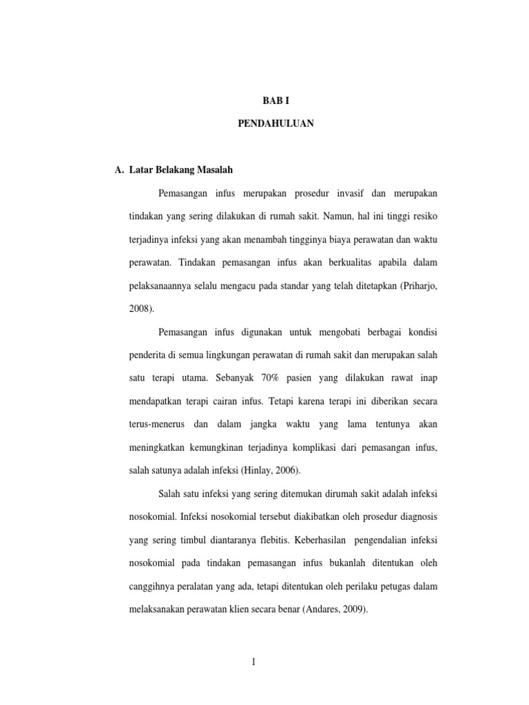 Bab 1 Standar Operasional Prosedur Pemasangan Infus | PDF