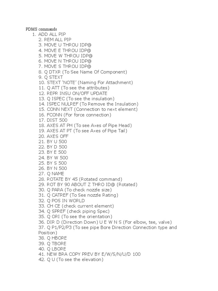 PDMS Commands | Filename | Command Line Interface