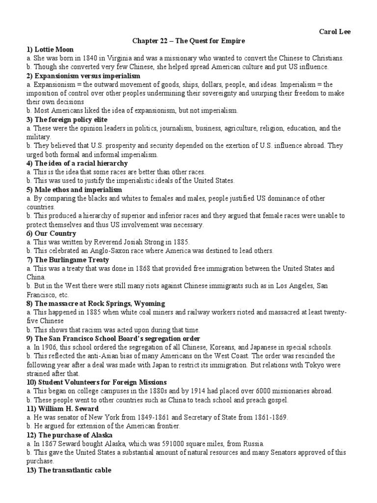 Chapter 22 Apush Study Guide | PDF | Cuba | The United States