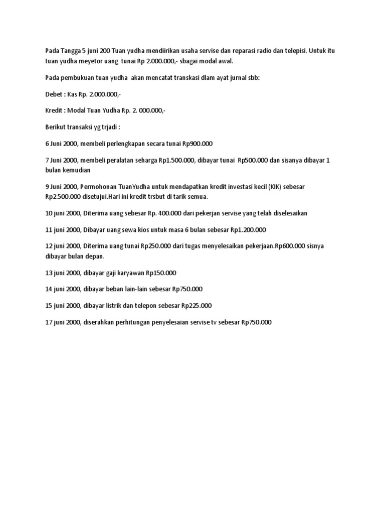 Pada Tangga 5 Juni 200 Tuan Yudha Mendiirikan Usaha Servise Dan ...