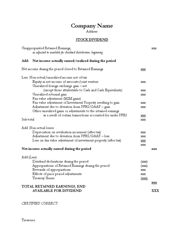 Retained Earnings Reconciliation Statement | PDF | Finance & Money ...