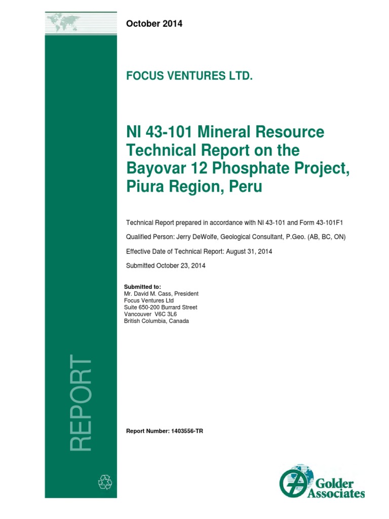 Bayovar 12 NI 43-101 PDF | PDF | Geology | Earth Sciences