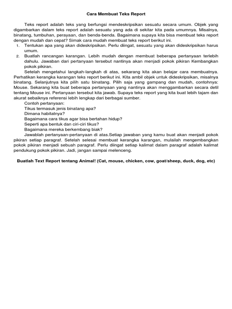 Cara Membuat Teks Report | PDF