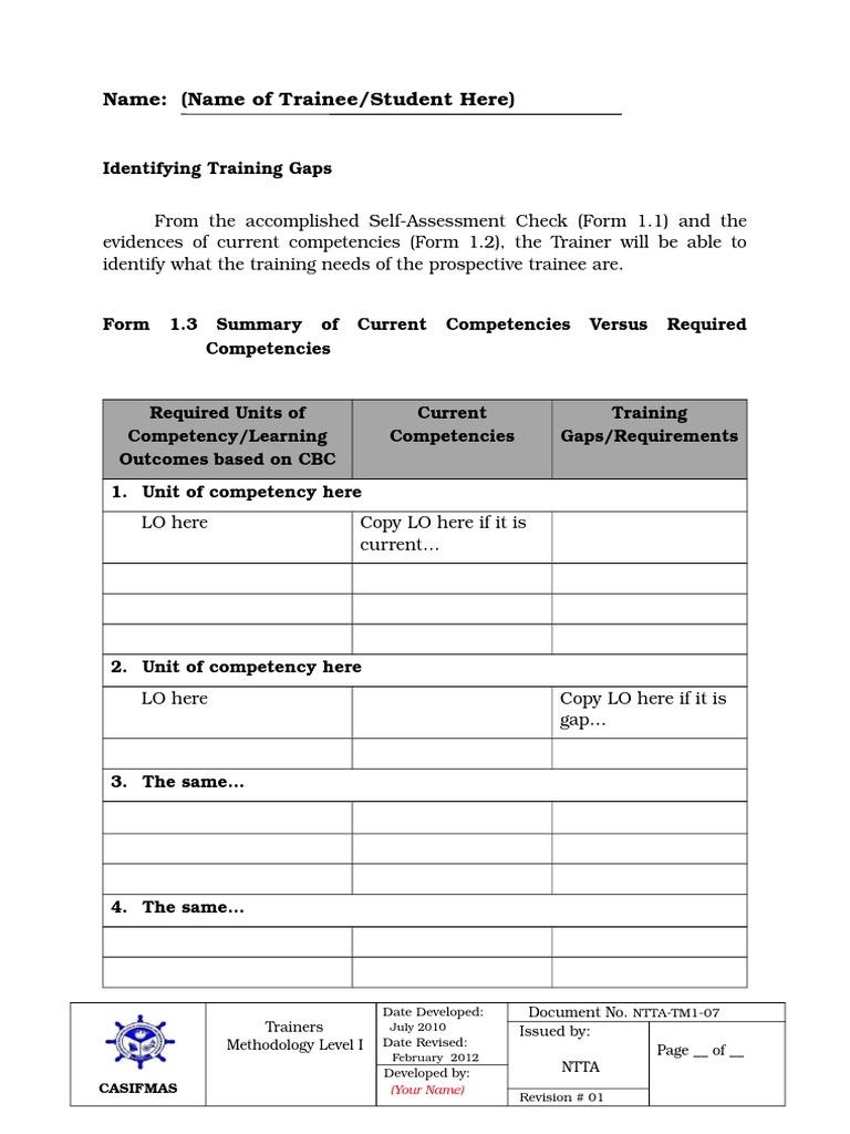 03 Summary of Current Competencies | PDF
