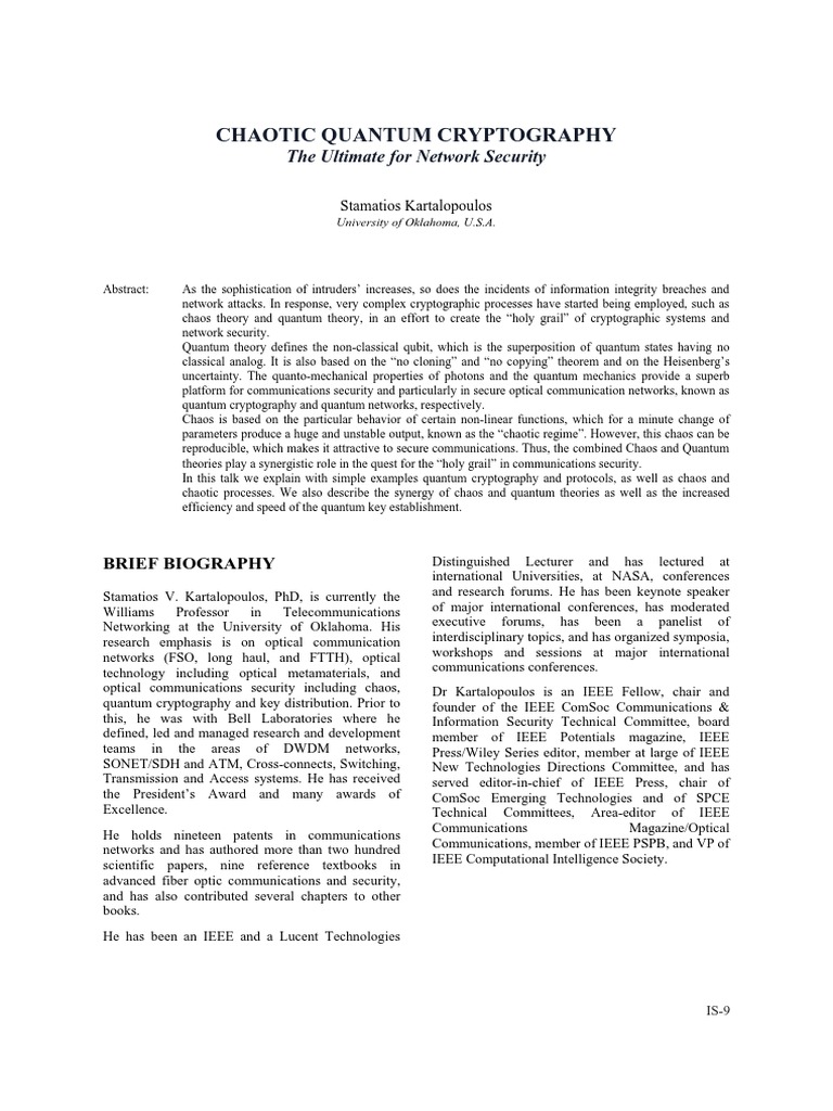 Chaotic Quantum Cryptography: The Ultimate For Network Security | PDF ...