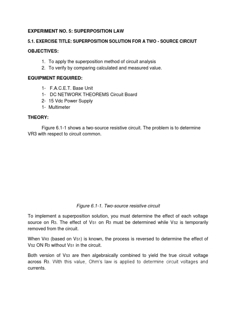 Experiment Superposition | PDF | Electrical Network | Series And ...