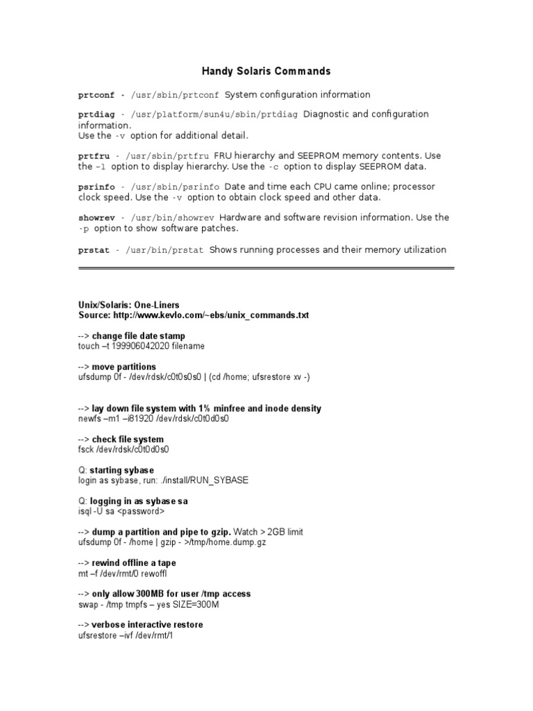 Solaris Language Commands | PDF | Operating System Technology | Data