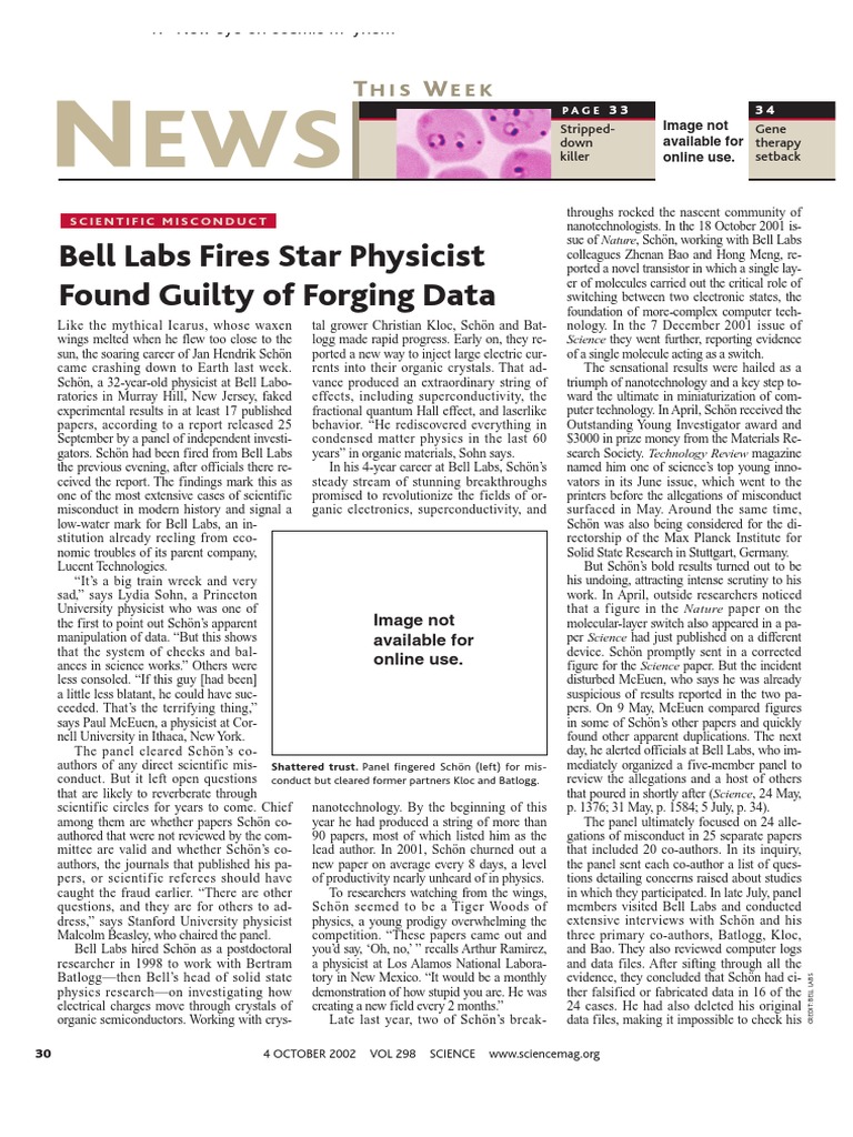 03 Bell Labs Fires Star Physicist Found Guilty of Forging Data | PDF ...