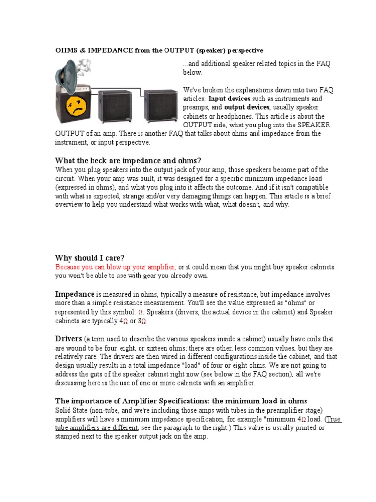 Ohms and Impedance (Speakers) | PDF | Loudspeaker | Amplifier