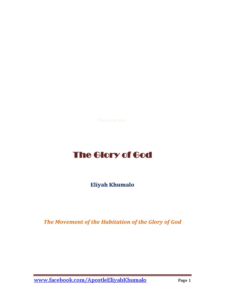 The Glory of God PDF | PDF | Glory (Religion) | Book Of Exodus
