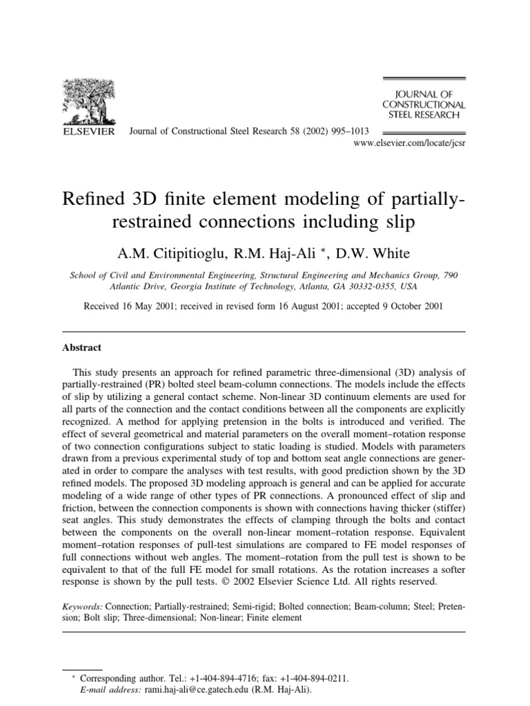 Refined 3D Finite Element Modeling of Partially-Restrained Connections ...