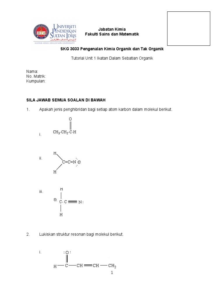 Soalan Tutorial Kimia Organik | PDF