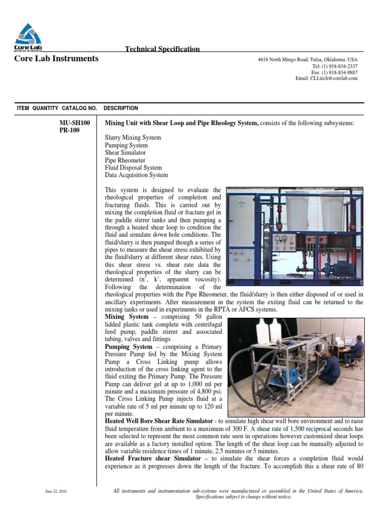 Pipe Rheometer PR-100 2010 04 | PDF | Rheology | Pump