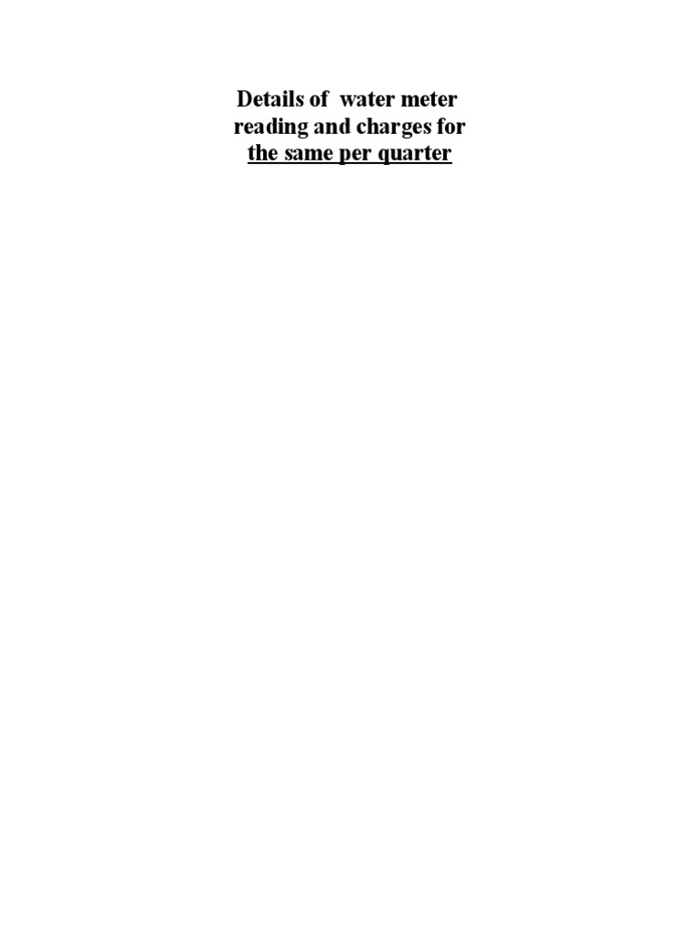 Details of Water Meter Reading and Charges For The Same Per Quarter | PDF