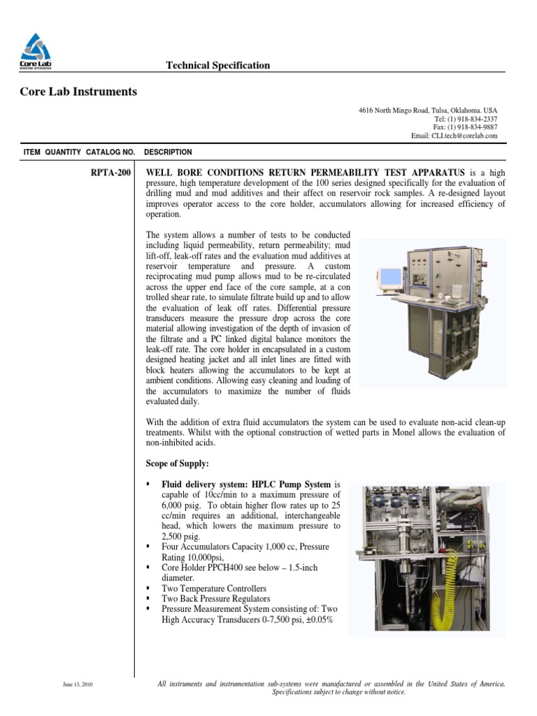 RPTA-200 Return Permeability Tester | PDF | Pump | Pressure Measurement