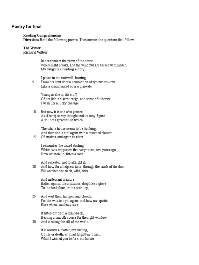 Poetry Questions | Poetic Devices | Poetry