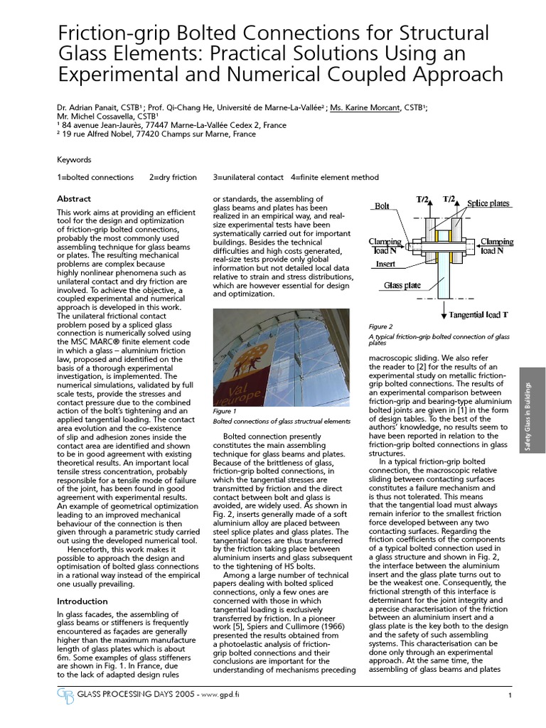 Panait - Friction-Grip Bolted Connections For Structural Glass Elements ...