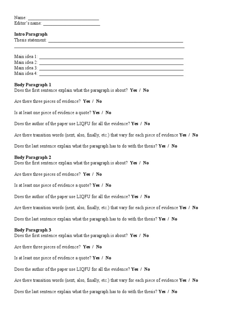 Grade 2 Daily Editing Checklist | PDF | Paragraph | Thesis