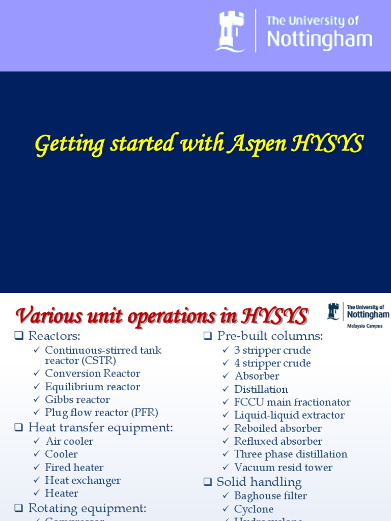 Introduction to Aspen HYSYS Simulation | PDF | Simulation | Parameter ...