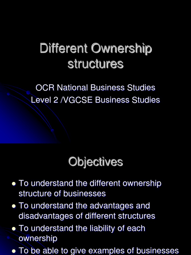 Different Ownership Structures: OCR National Business Studies Level 2 ...