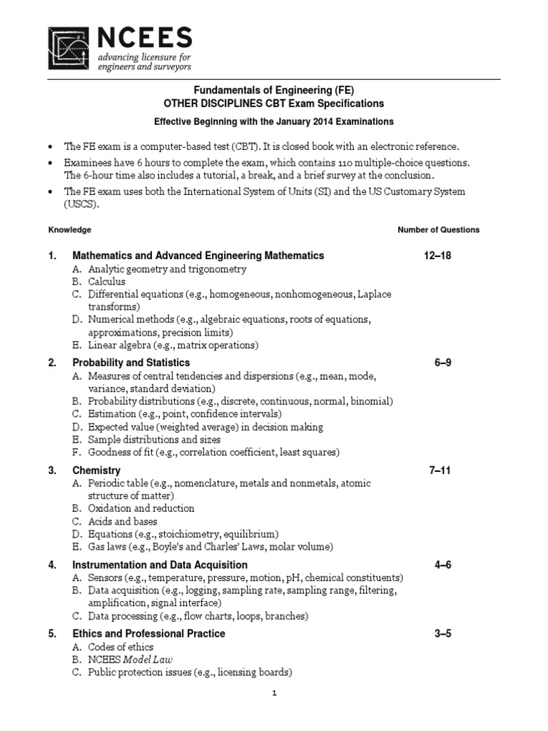 FE Exam Overview: Other Disciplines | PDF | Fluid Mechanics | Bending